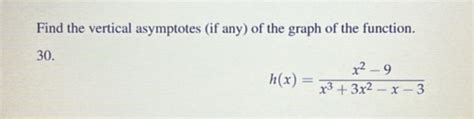 Find The Vertical Asymptotes If Any Of The Graph Of The Function 30 H