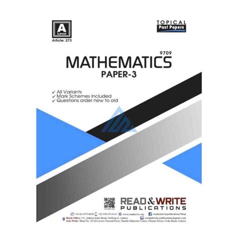 A Level Mathematics Paper 3 Topical Unsolved Read And Write Maryam Academy Booksellers