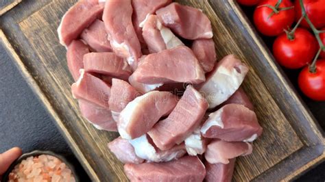 Raw Pork Sliced Fresh Meat A Source Of Protein And An Ingredient