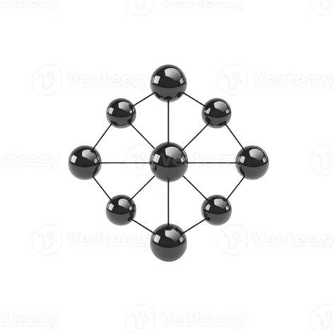 3d Model Of Molecular Structure With Interconnected Black Spheres