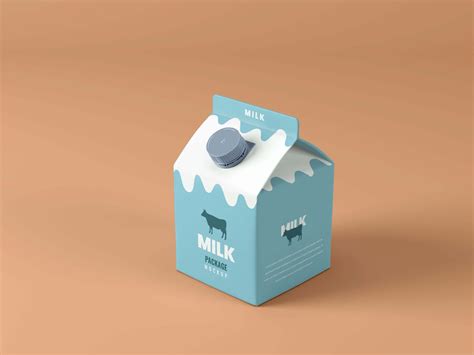 Free Small Square Milk Carton Box Mockup Free Package Mockup