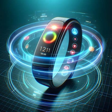 Fitness Tracker With Holographic Activity Rings And Copy Space Concept As A Fitness Tracker