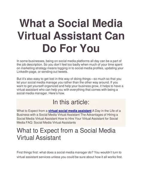 Ppt Virtual Social Media Assistant 2 Powerpoint Presentation Free