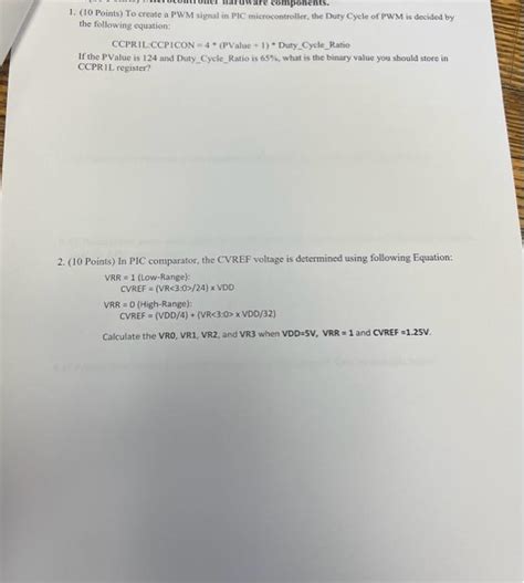 Solved Points To Create A PWM Signal In PIC Chegg Com