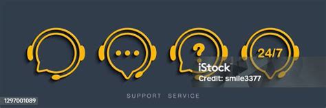 고객 지원 서비스 채팅 벡터 아이콘 콜 센터 기호입니다 헤드셋 기호입니다 핫라인 개념입니다 벡터 일러스트레이션 24에 대한 스톡 벡터 아트 및 기타 이미지 Istock