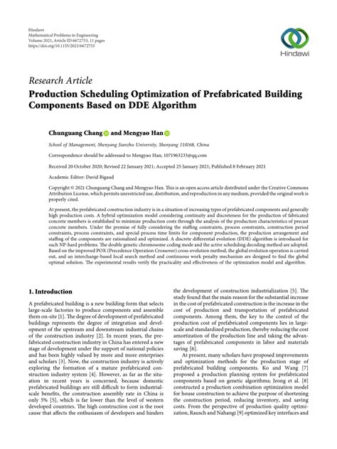 pdf production scheduling optimization of prefabricated building