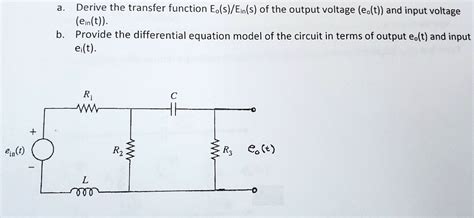 a derive the transfer function eo s ein s of the output voltage eo