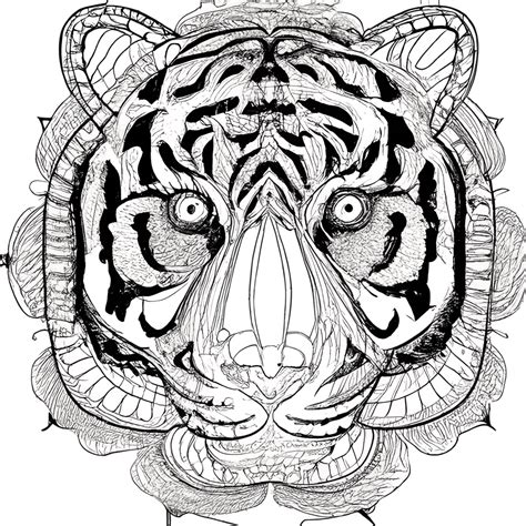 Hyper Realistic Tiger Mandala Coloring Page · Creative Fabrica