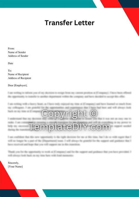 Letter Of Resignation For Internal Transfer Template Download Word