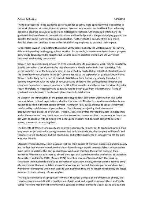 Social Practice Critical Reflection Critical Reflection The Topic Presented In The