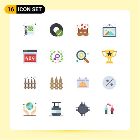 Set Of 16 Modern UI Icons Symbols Signs For Web Frame Bed Photo Gallery
