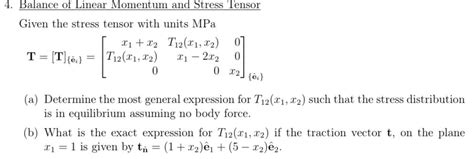 solved balance of linear momentum and stress tensorgiven the