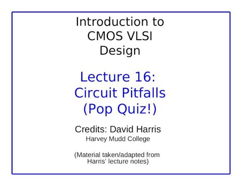 Ppt Introduction To Cmos Vlsi Design Lecture 16 Circuit Pitfalls