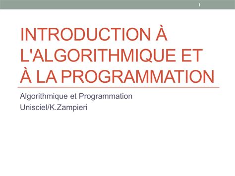 Introduction à L`algorithmique Et à La Programmation Fichier