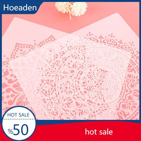 Diy 공예 만다라 금형 도장 스텐실 스탬프 종이 카드 템플릿 30cm 사무용 가구