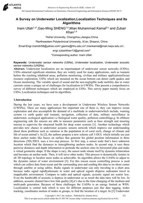 Pdf A Survey On Underwater Localization Localization Techniques And Its Algorithms