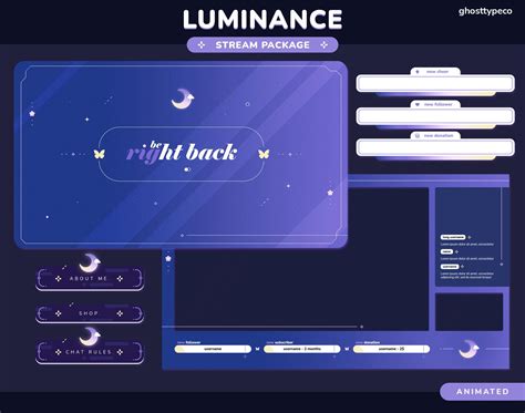 Animated Luminance Stream Bundle Twitch Package Overlays Etsy Artofit