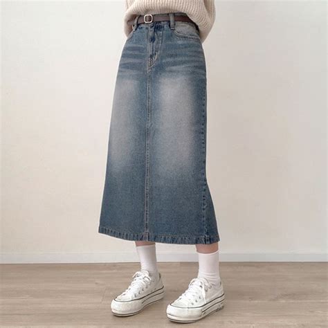 조이조이 [뒷트임 S~l 청치마] 그랑드 롱 트임 H라인 데님 스커트 봄 데님 치마