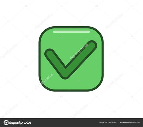 Tick Checkbox Icon Line Colored Vector Illustration Isolated On White Background Stock Vector