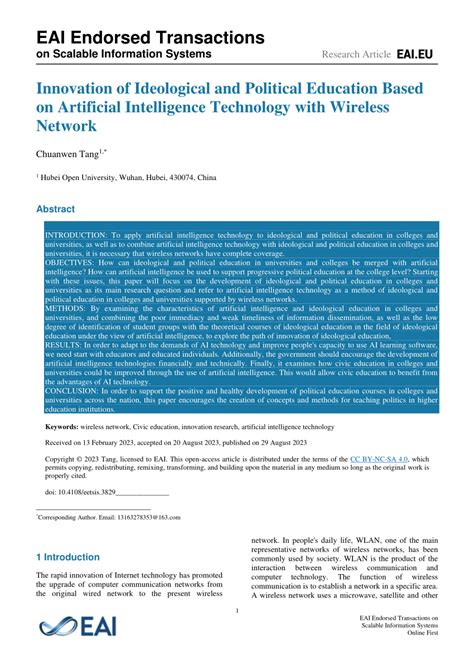 Pdf Innovation Of Ideological And Political Education Based On Artificial Intelligence