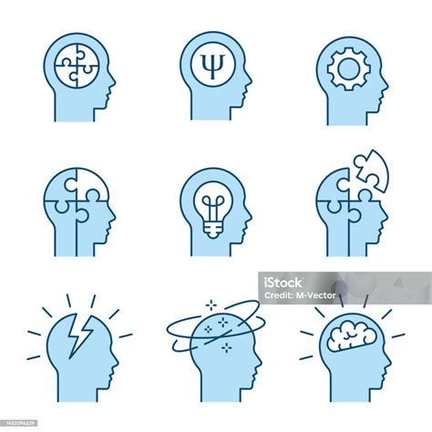 뇌 마음 불안 우울증 등과 같은 정신 건강 아이콘 벡터 일러스트레이션 편집 가능한 스트로크 외형선에 대한 스톡 벡터 아트 및 기타 이미지 Istock