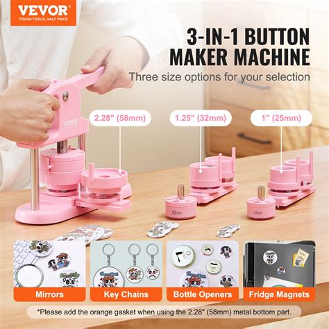 Vevor 3 In 1 Button Maker 1 1 25 2 28 Inch 25 32 58mm Pin Maker