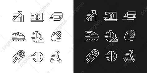 Moving Objects Pixel Perfect Linear Icons Set For Dark Isolated
