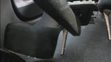 Hidden Camera London Driving The Corsa In Black Suede Office Heels Floor View