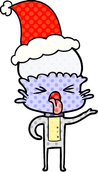 산타 모자를 쓴 외계인의 혐오스러운 손으로 그린 만화책 스타일 그림 귀여운에 대한 스톡 벡터 아트 및 기타 이미지 귀여운 기이함 낙서 드로잉 Istock