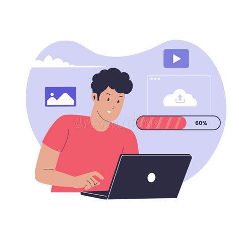 Upload Progress Illustration Showing Data Transfer In Process Stock
