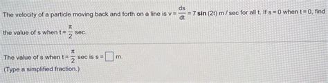 solved the velocity of a particle moving back and forth on a