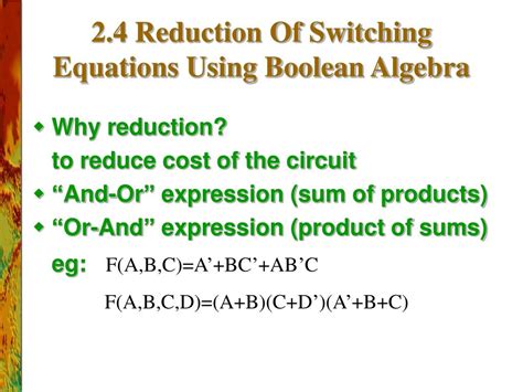 Ppt Chapter 2 Boolean Switching Algebra Introduction And Theorems