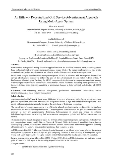 Pdf An Efficient Decentralized Grid Service Advertisement Approach Using Multi Agent System