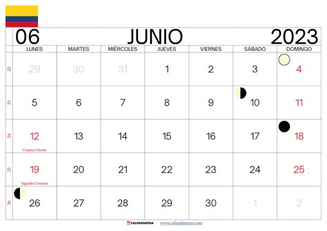 Descargar Calendario Junio 2023 Colombia