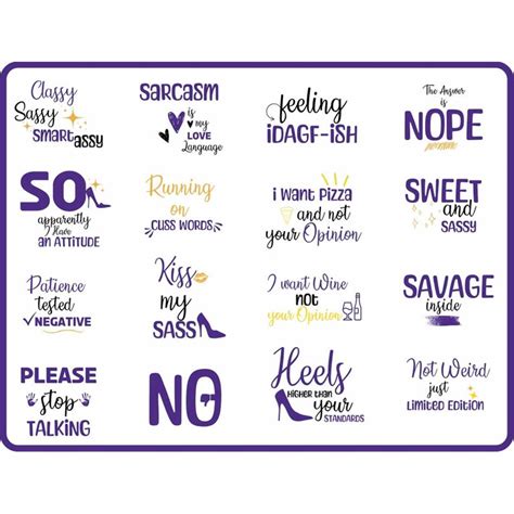 Sassy Bundle Svg Sassy Quotes Sarcastic Cut Files Sarcasm Inspire