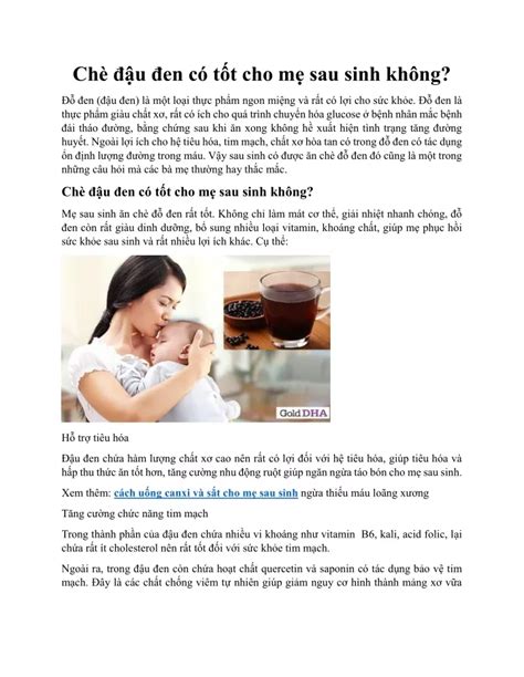 PPT Chè đậu đen có tốt cho mẹ sau sinh không PowerPoint Presentation ID