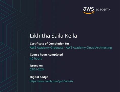 Likhitha Kella On Linkedin Awsacademy Cloudarchitect