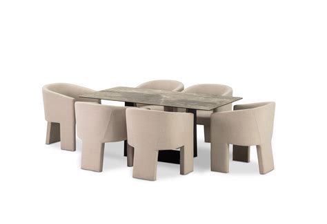 Grey Marble Beige Milas 7 Piece Dining Suite With Alicante Dining Chairs