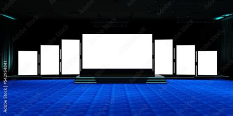 Empty Stage Design For Mockup And Corporate Identity Display Platform Elements In Hall Blank