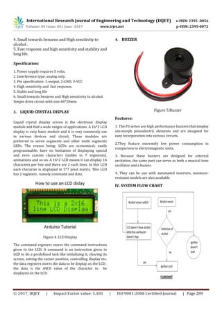 Alcohol Detection System In Vehicle Using Arduino Pdf