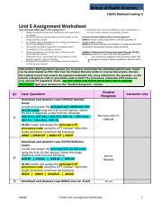 Medical Coding II Unit Assignment And Guidelines Course Hero