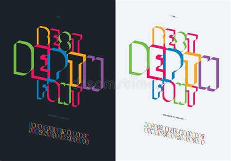 Vector Depth Font Set Colorful Bold Style Stock Vector Illustration