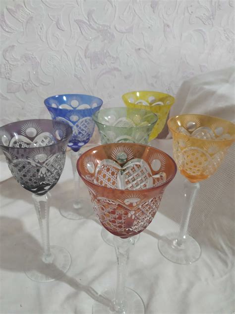Аметистовые и цветные хрустальные бокалы ГДР 60 е годы 900 грн Посуд кухонне приладдя
