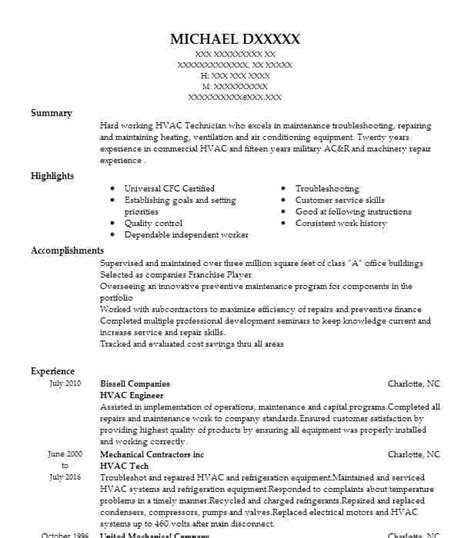 Hvac Maintenance Engineer Resume Williamson Ga Us
