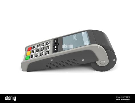 3d Rendering Of An Empty Pos Terminal With A Screen Showing A Lettering Amount And No Numbers