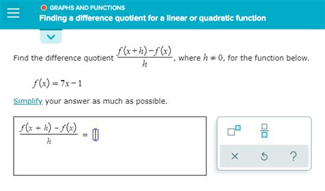 Solved O Graphs And Functions Finding A Difference Quotient