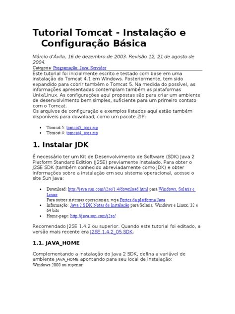 Tutorial Tomcat Pdf Páginas Do Servidor Java Microsoft Windows