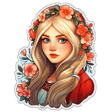 Premium Ai Image Sticker Of A Beautiful Ukrainian Barbie On A White