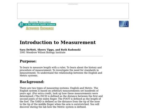 Introduction To Measurement Lesson Plan For 6th 12th Grade Lesson Planet