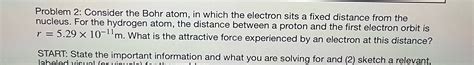 Solved Problem 2 Consider The Bohr Atom In Which The